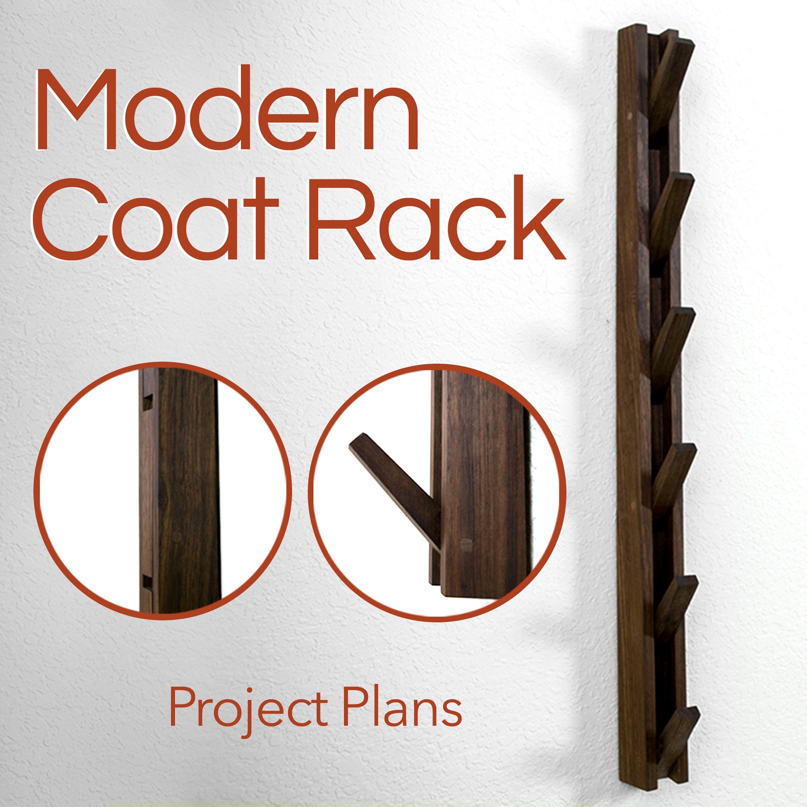 Wall Mounted Modern Coat Rack Plans | Woodworking Project Plans - Etsy