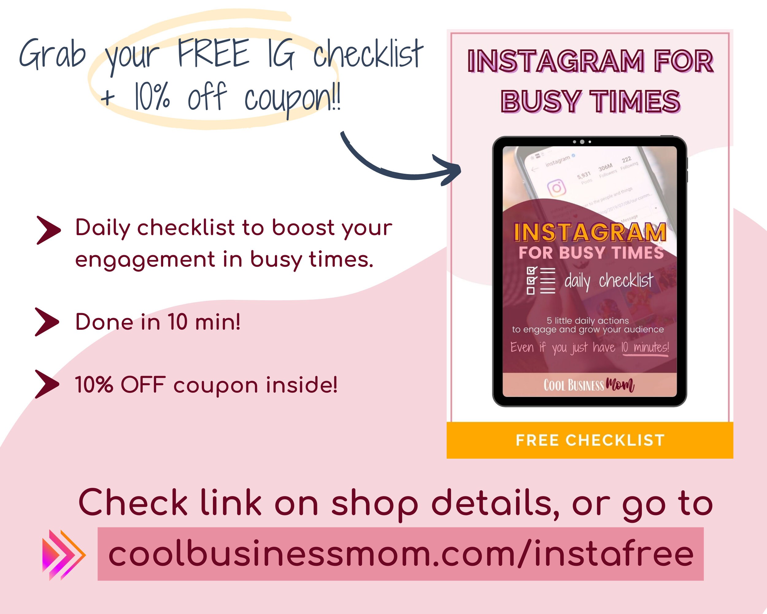 Pink Instagram Theme Template Pink and Gold IG Post and Story Editable ...