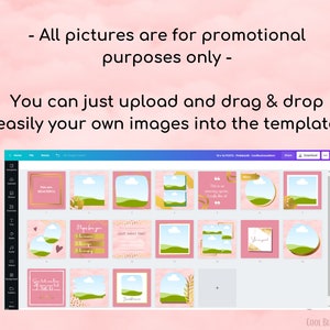 Pink Instagram Theme Template - Pink and Gold IG Post and Story ...