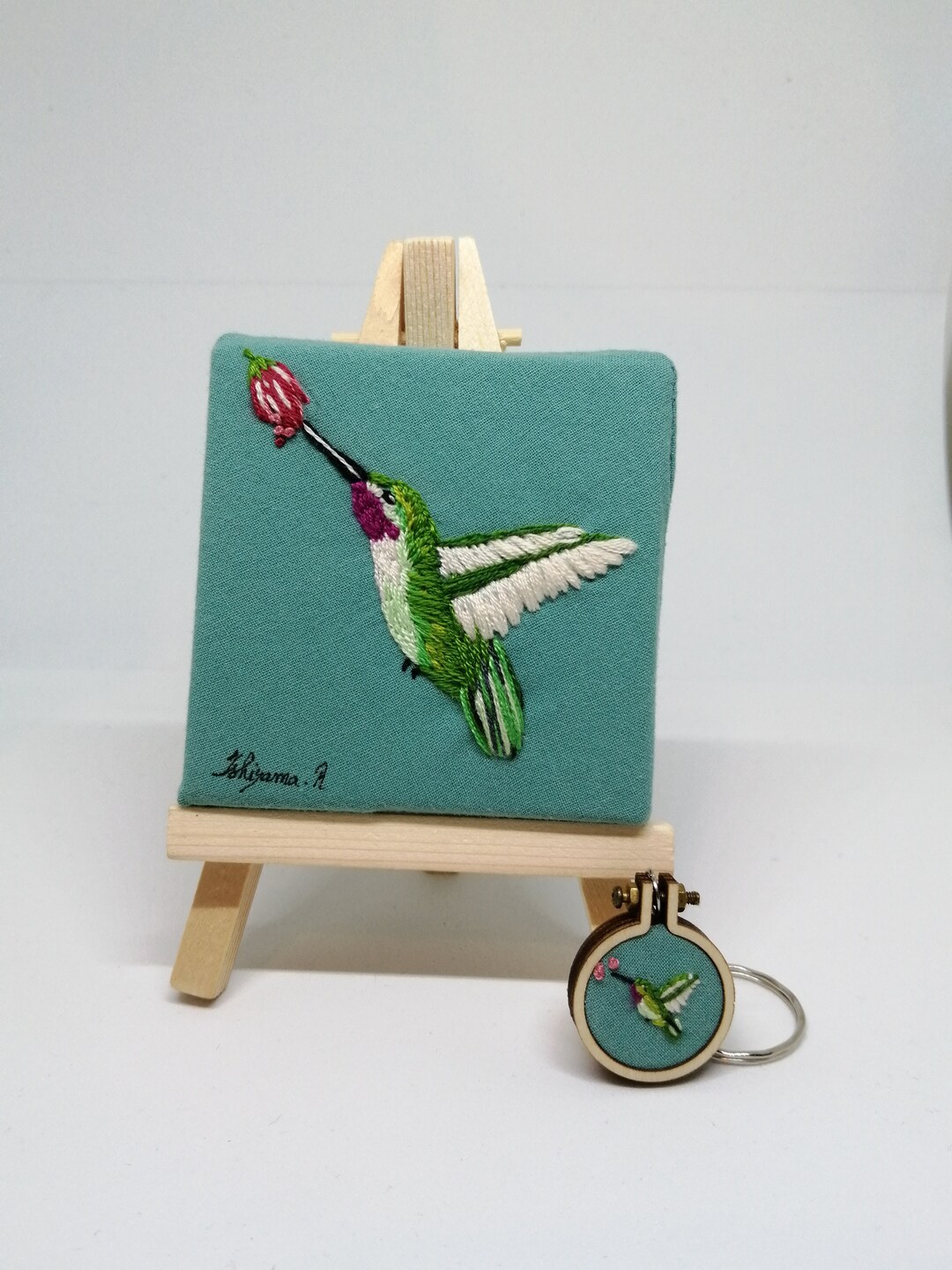 Duo Colibri Mini-canvas Embroidery and Key Ring - Etsy