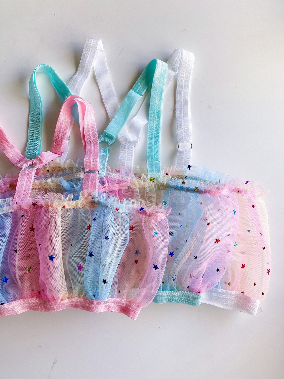 Pastel Rainbow Moon & Star Ruffle Bralette | Etsy