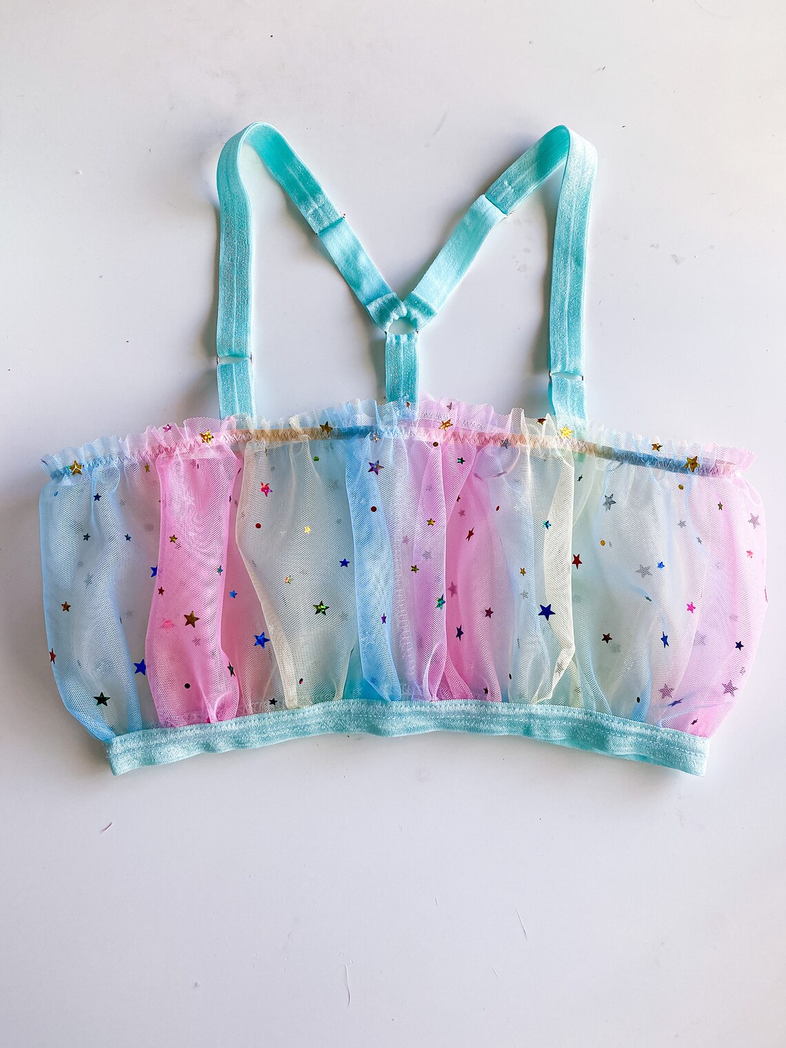 Pastel Rainbow Moon & Star Ruffle Bralette | Etsy