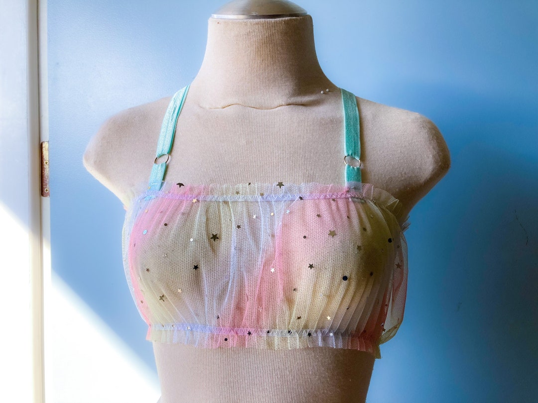 Pastel Rainbow Moon & Star Ruffle Bralette - Etsy
