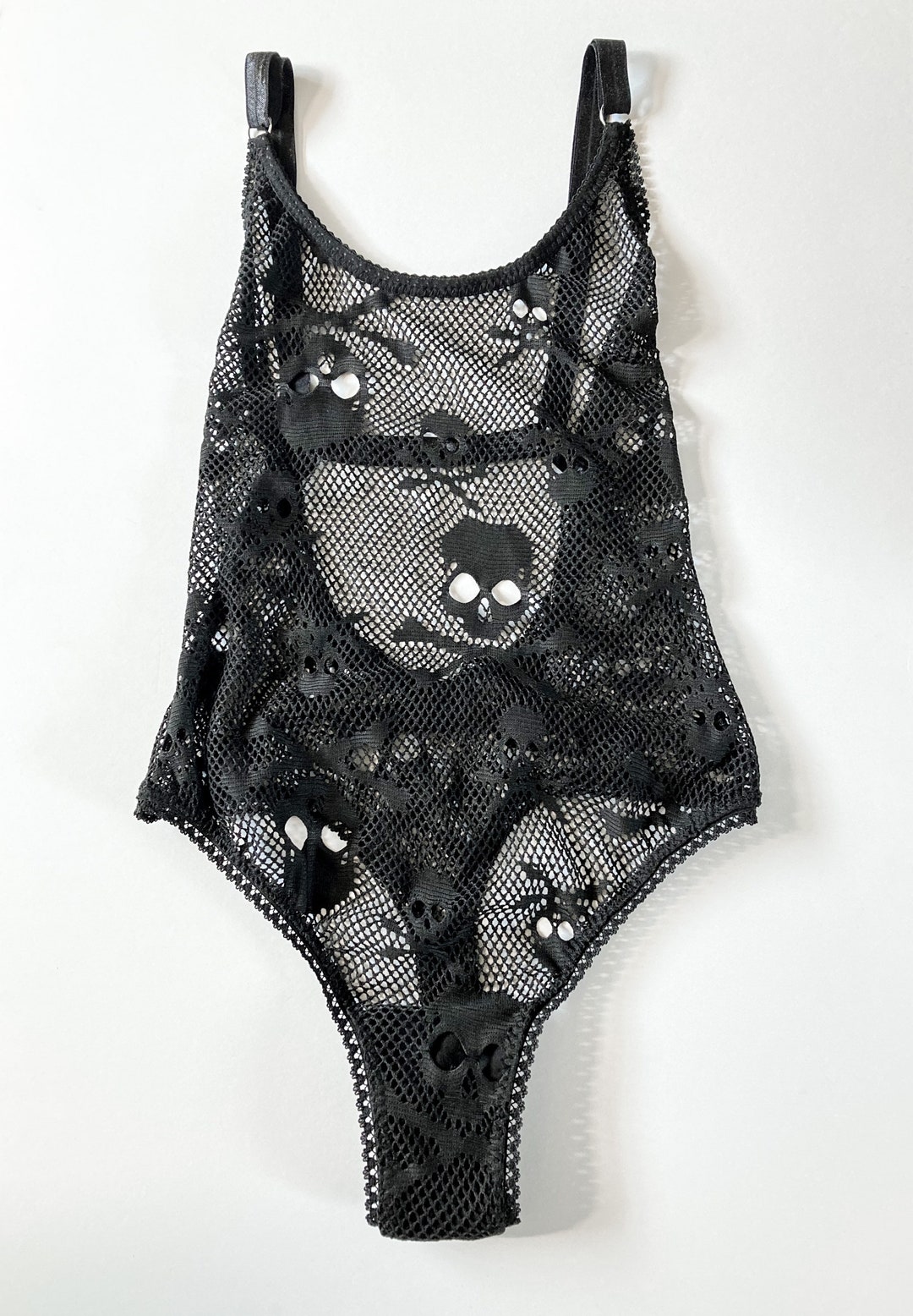 RTS Skull Fishnet Bodysuit Thong Small - Etsy