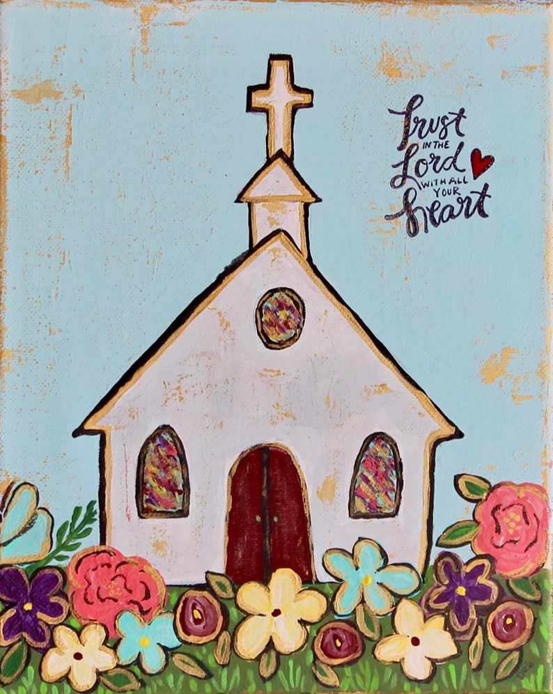 Floral Church Print - Etsy