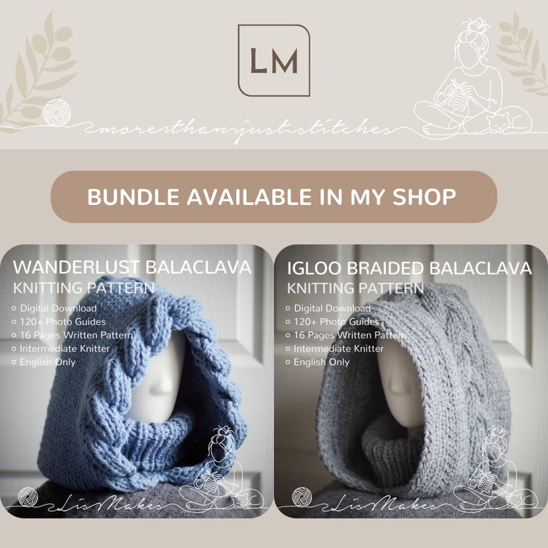 Igloo Braided Balaclava Knitting Pattern: Hooded Scarf With Photo Guide ...
