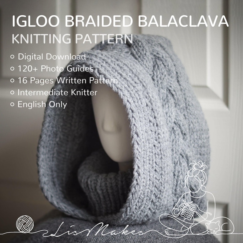 Igloo Braided Balaclava Knitting Pattern: Hooded Scarf With Photo Guide ...