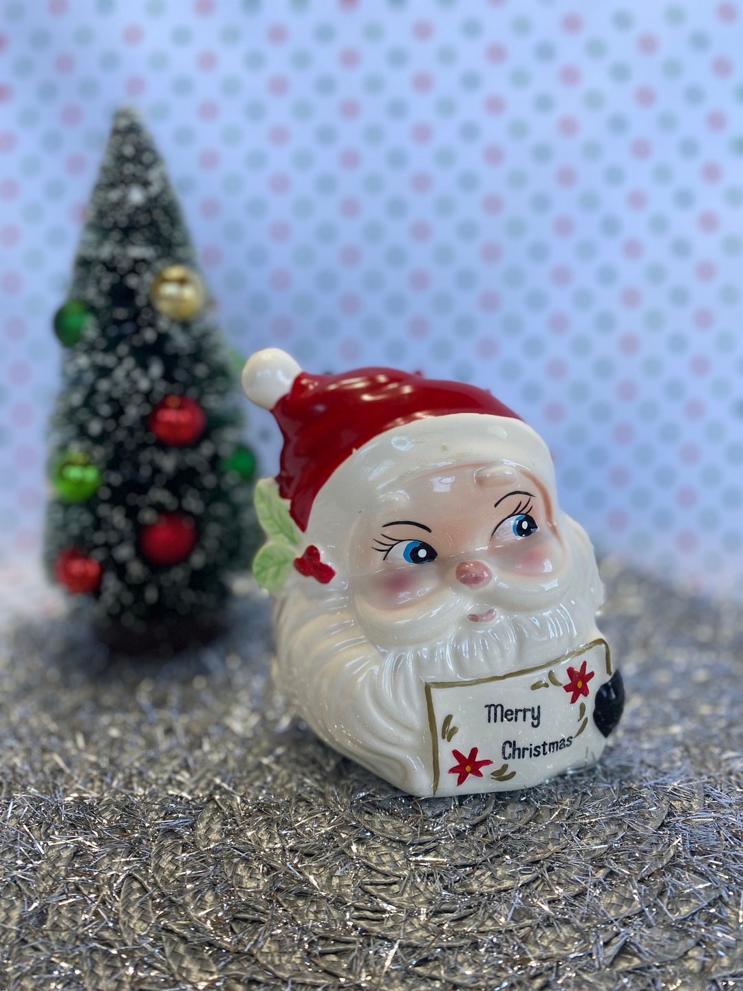 Vintage Santa Claus Napkin Holder, Greeting Card Holder, Business Card ...