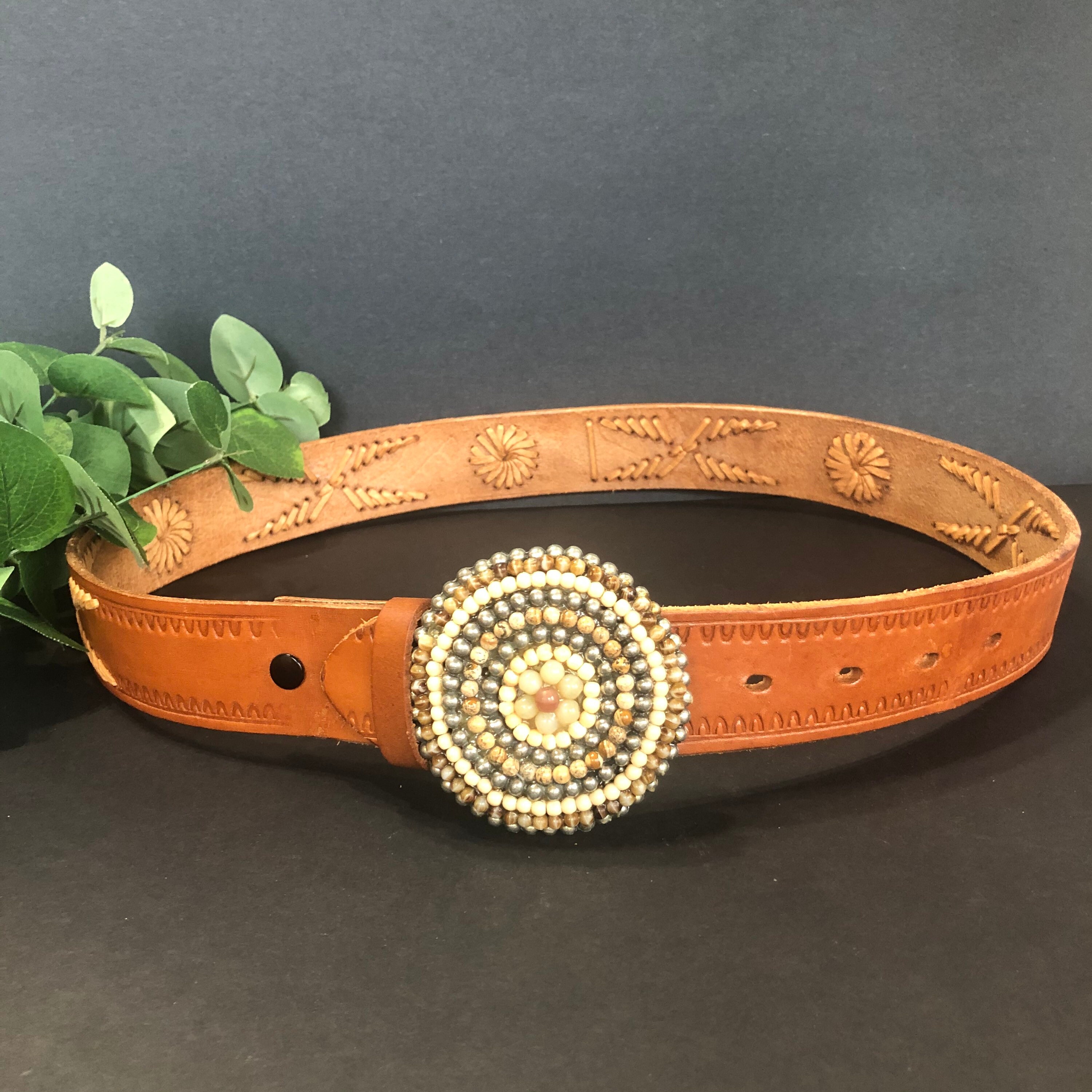 Vintage 70s Tooled Leather Belt 32 Western Belts BoHo - Etsy