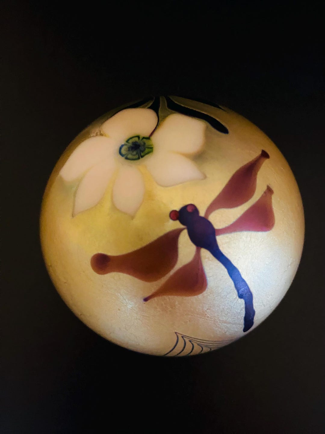 Vintage/orient and Flume Dragonfly Paperweight, Hand Blown Glass ...
