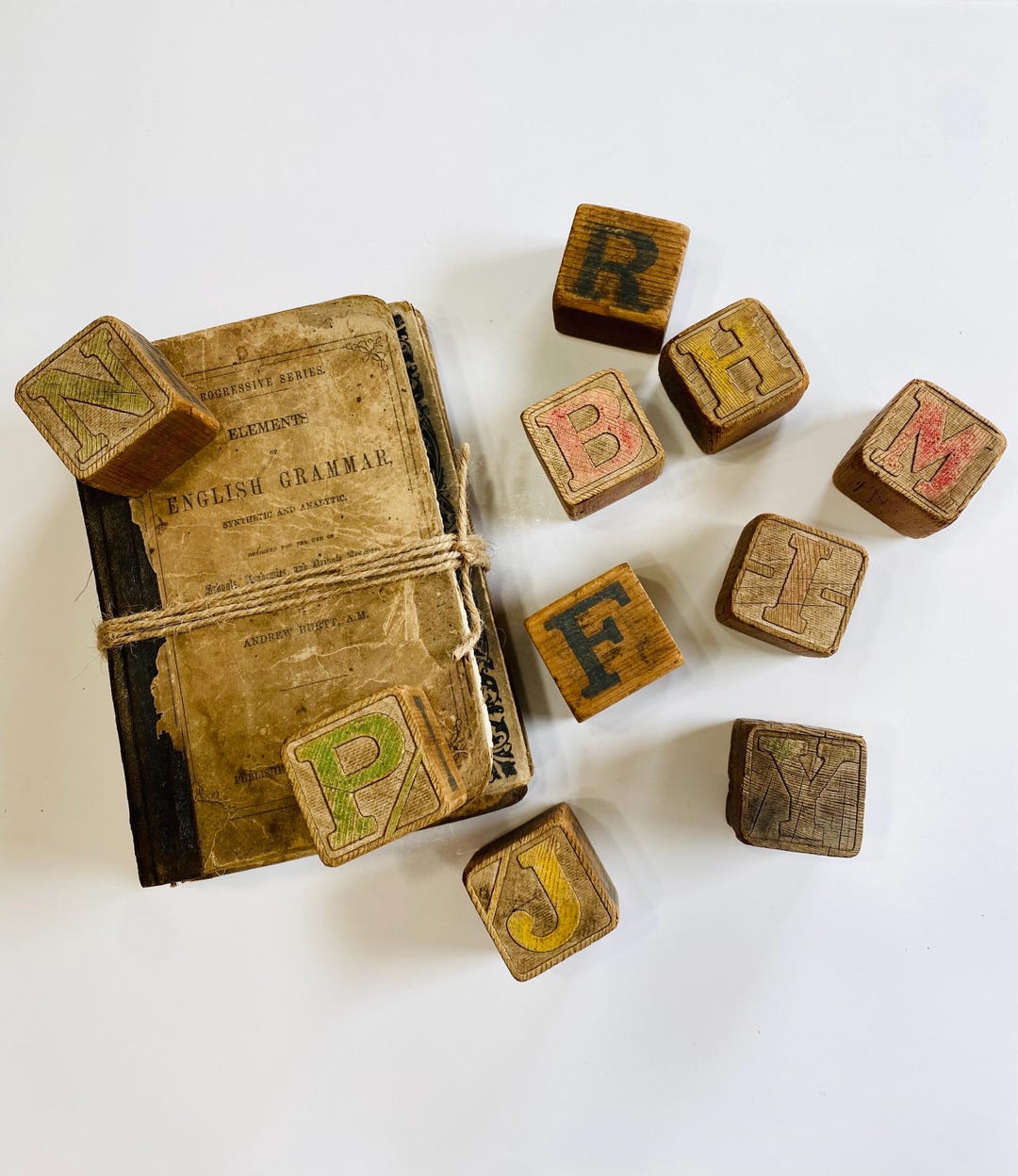 Ten/antique Wood Letter Blocks, Pre-school Toys, Educational Toys ...