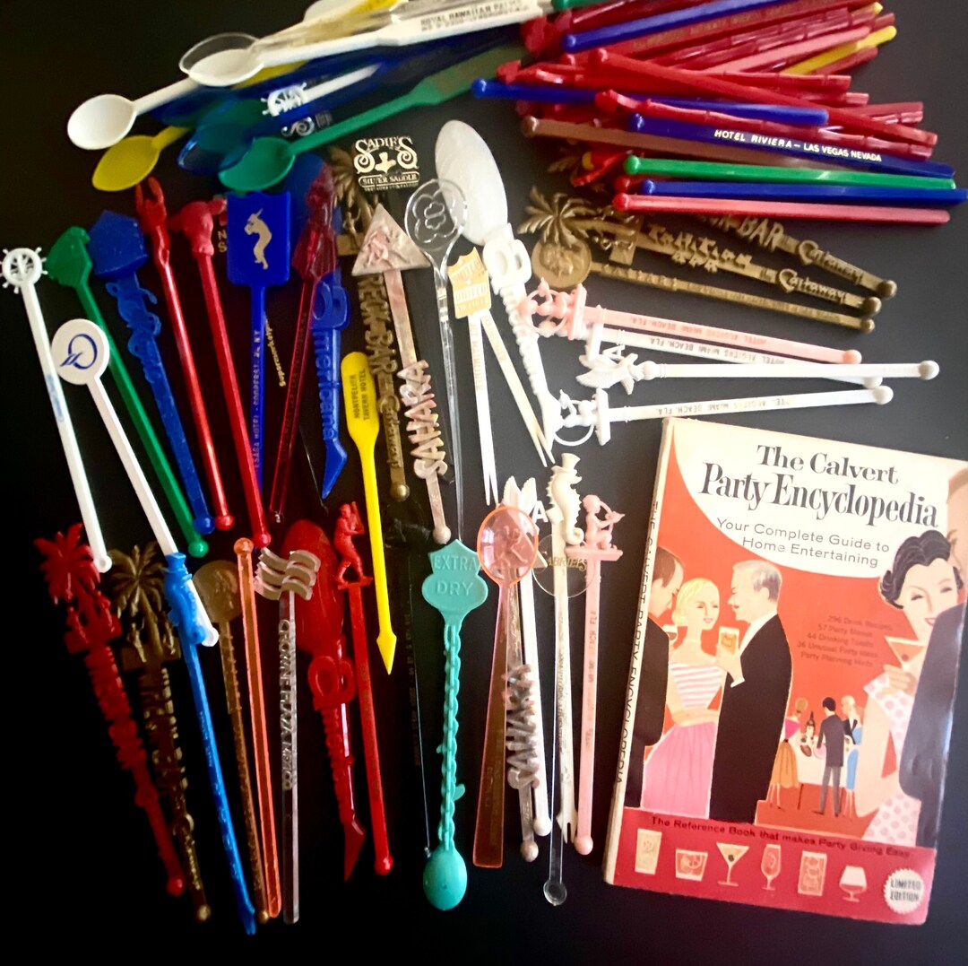 80 Midcentury Swizzle Sticks/60s Party Entertaining Book Bar - Etsy