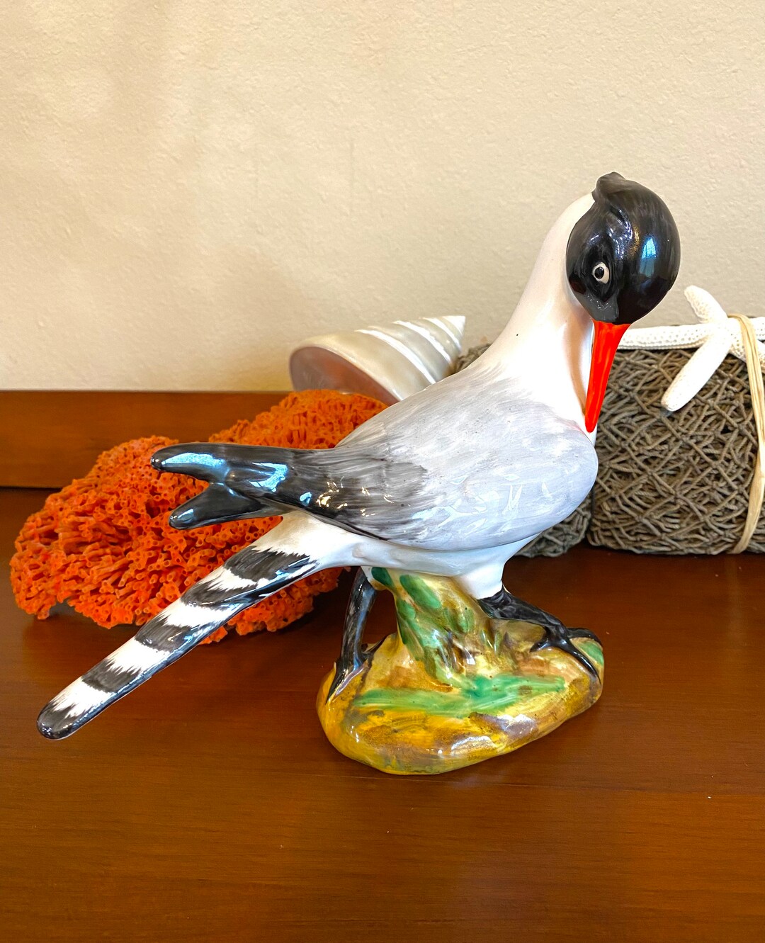 1980s Hand Painted Shafford Ceramic Seagull Figurine, Coastal Decor ...