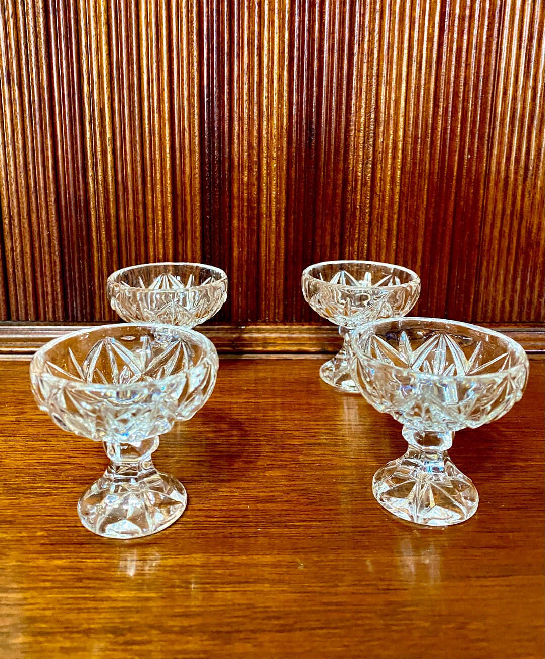 Four Antique Crystal Salt Cellars, Footed Salt Cellar, Crystal Salts ...