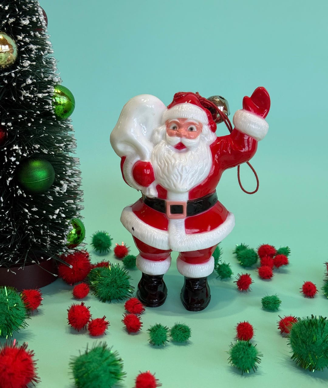 1950s-60s Santa Claus Celluloid Tree Ornament, 5”, Woolworth Christmas ...