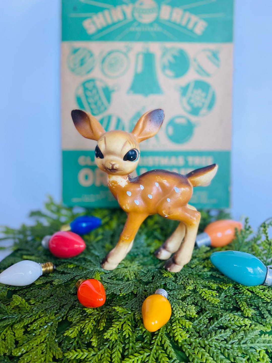 Vintage Plastic Deer Fawn Figurine, Christmas Reindeer, Anamorphic Deer ...