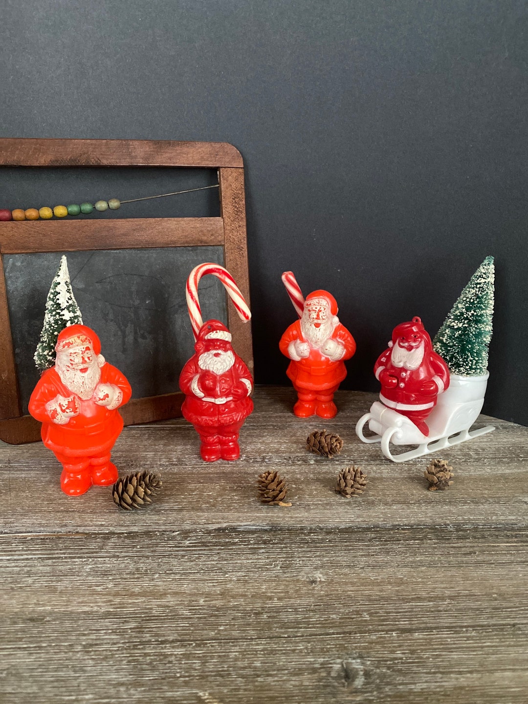Vintage 1950s Rosbro Santa Ornaments: Celluloid Christmas Candy ...