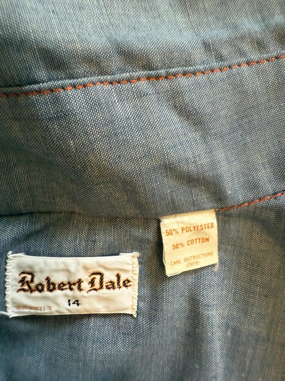1970s Embroidered Chambray Shirt - Robert Dale - Yout… - Gem