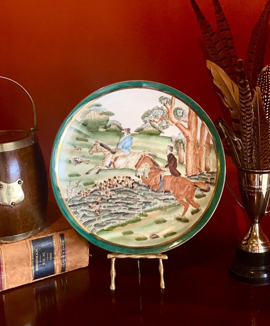Vintage Equestrian Hunt Scene Plate, Hunting Scenes, Fox Hunt ...