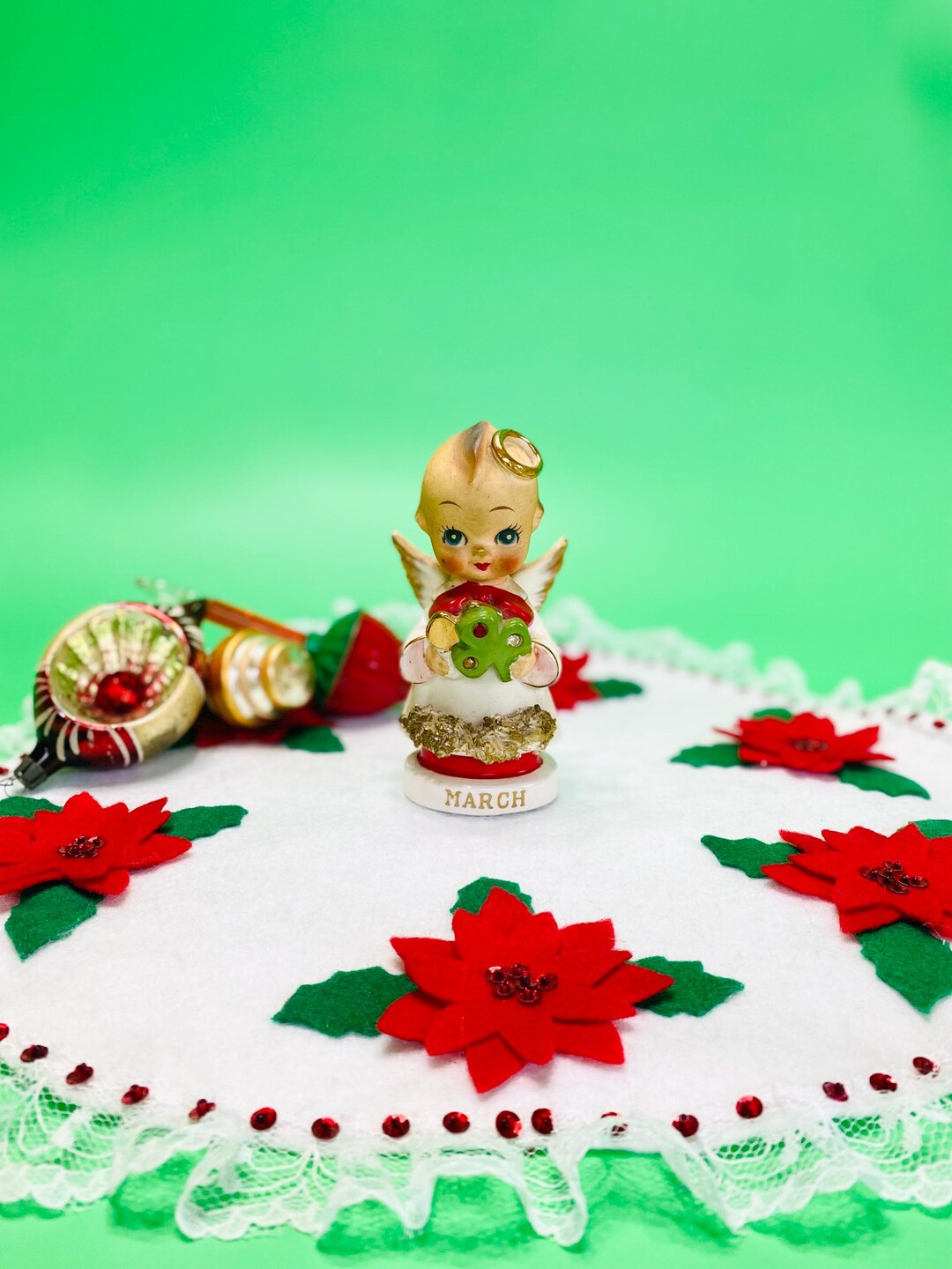 1950s Arnart Choir Angel Figurine, Vintage March Kewpie Angel, Shamrock ...