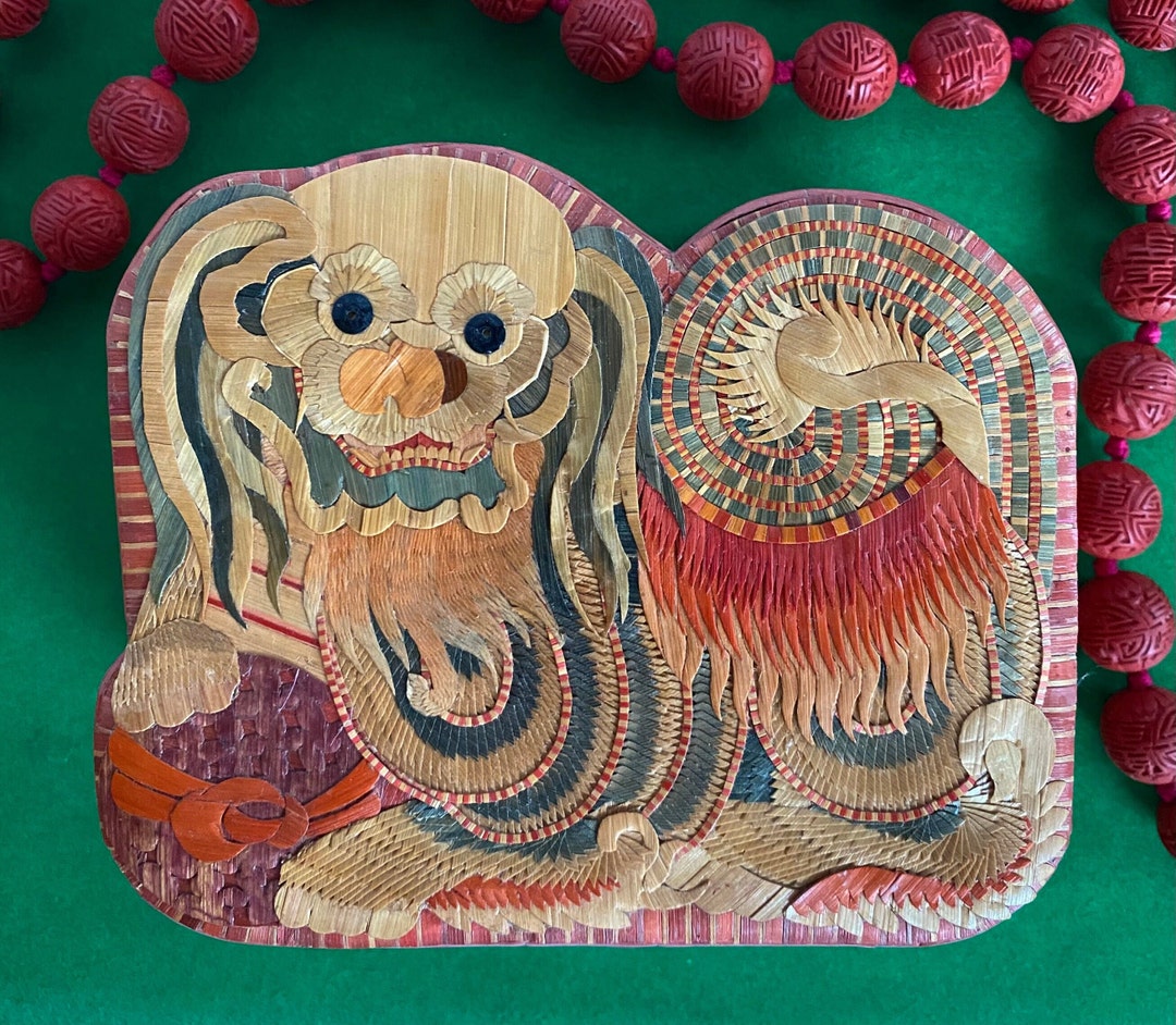 Vintage/chinese Foo Dog Bamboo Jewelry Box, Asian Handcrafted Jewelry ...