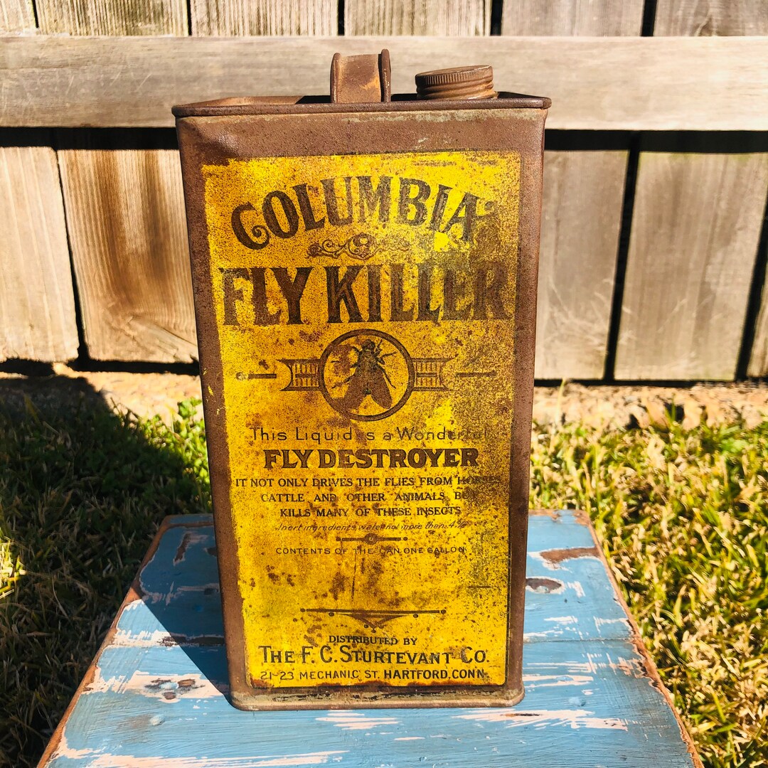 Vintage, 1920s Columbia Fly Killer Tin -Empty-Vintage Advertising ...