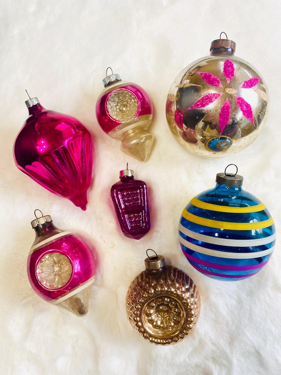Lot 7/1930s-40s Shiny Brite Ornaments, Unsilvered Ornaments, Vintage ...