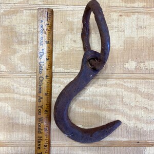 7"/antique Hand Forged Hook, Rope Pulley, Rustic Farmhouse, Old Western ...