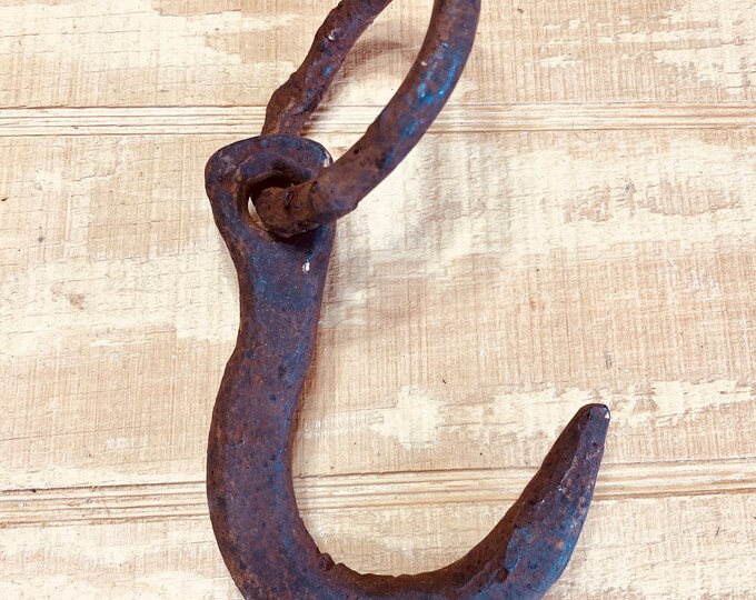 7"/antique Hand Forged Hook, Rope Pulley, Rustic Farmhouse, Old Western ...