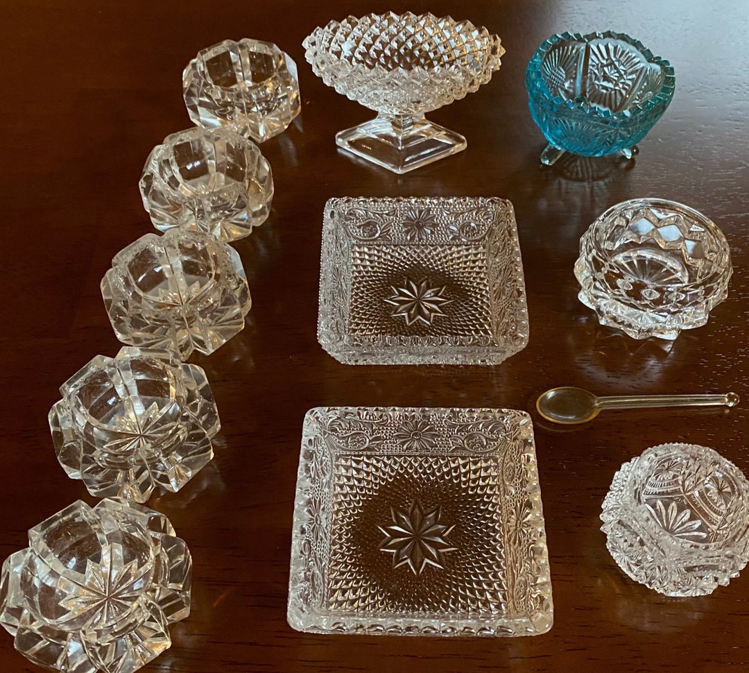 Eleven Assorted Vintage Glass Salt Cellars, Salt Dips, Vintage Salt ...
