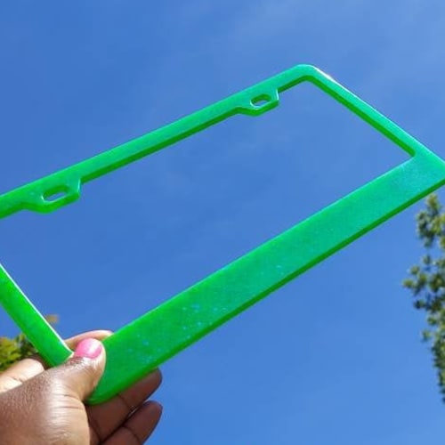 Pretty Resin Neon Green License Plate Frame for Women Bright | Etsy