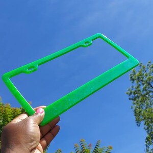 Pretty Resin Neon Green License Plate Frame for Women Bright Glitter ...