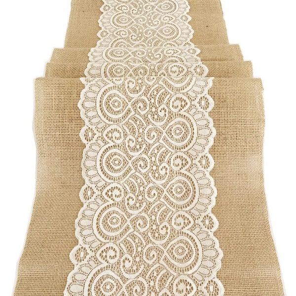 Burlap Lace Runner - Etsy