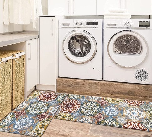 Set of 2 Non-slip Soft Kitchen Floor Mats PVC Spring Responsive Kitchen ...