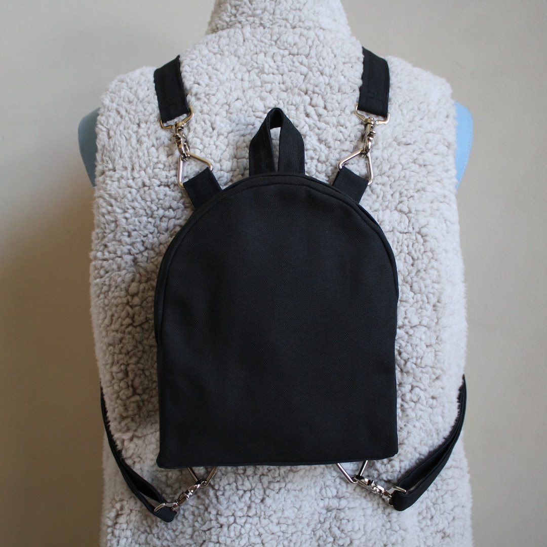 Mini Convertible + Adjustable Backpack (solid Black) - Etsy
