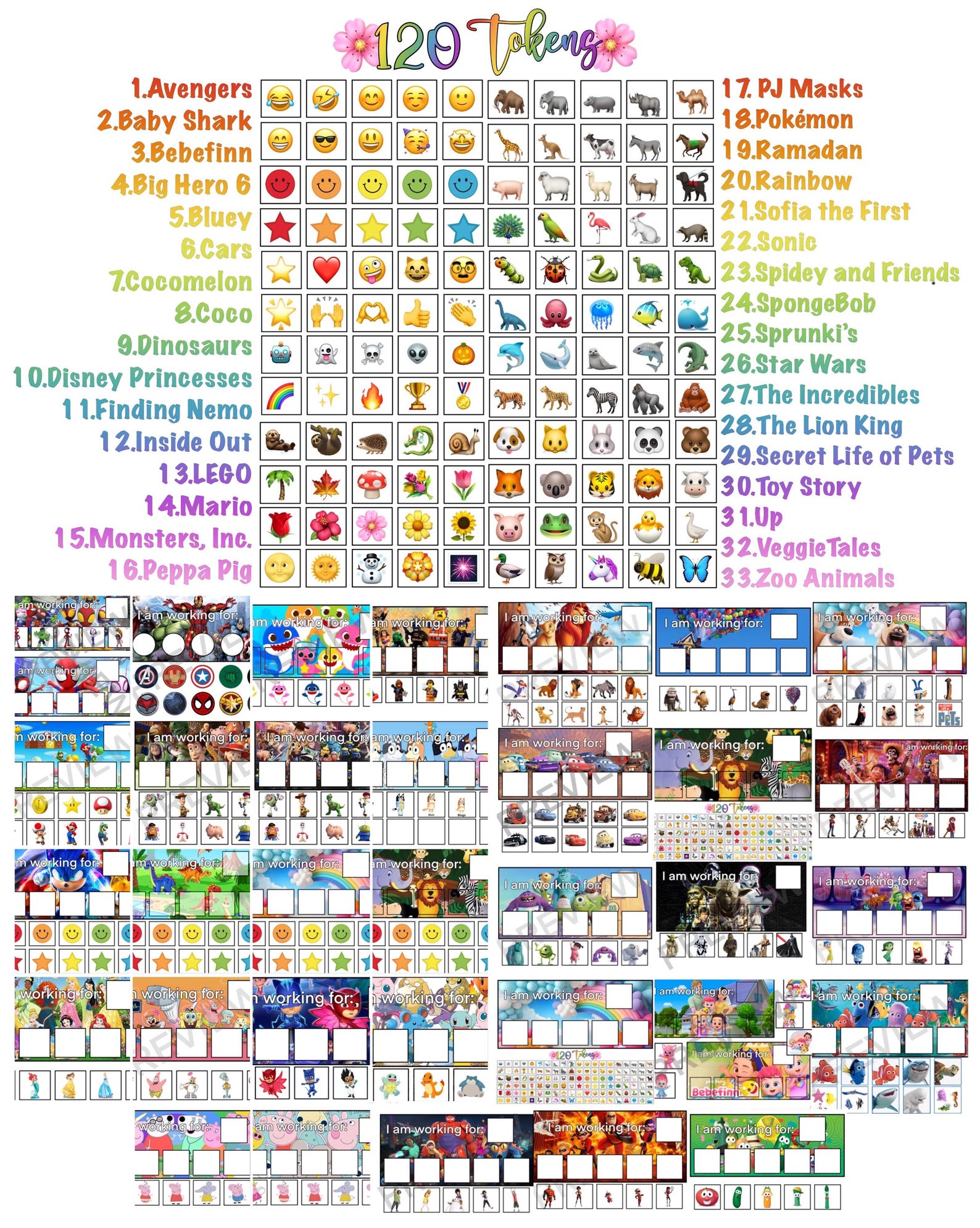 30+ Token Boards, Over 250 Tokens (50 Dollar Value!) - Etsy