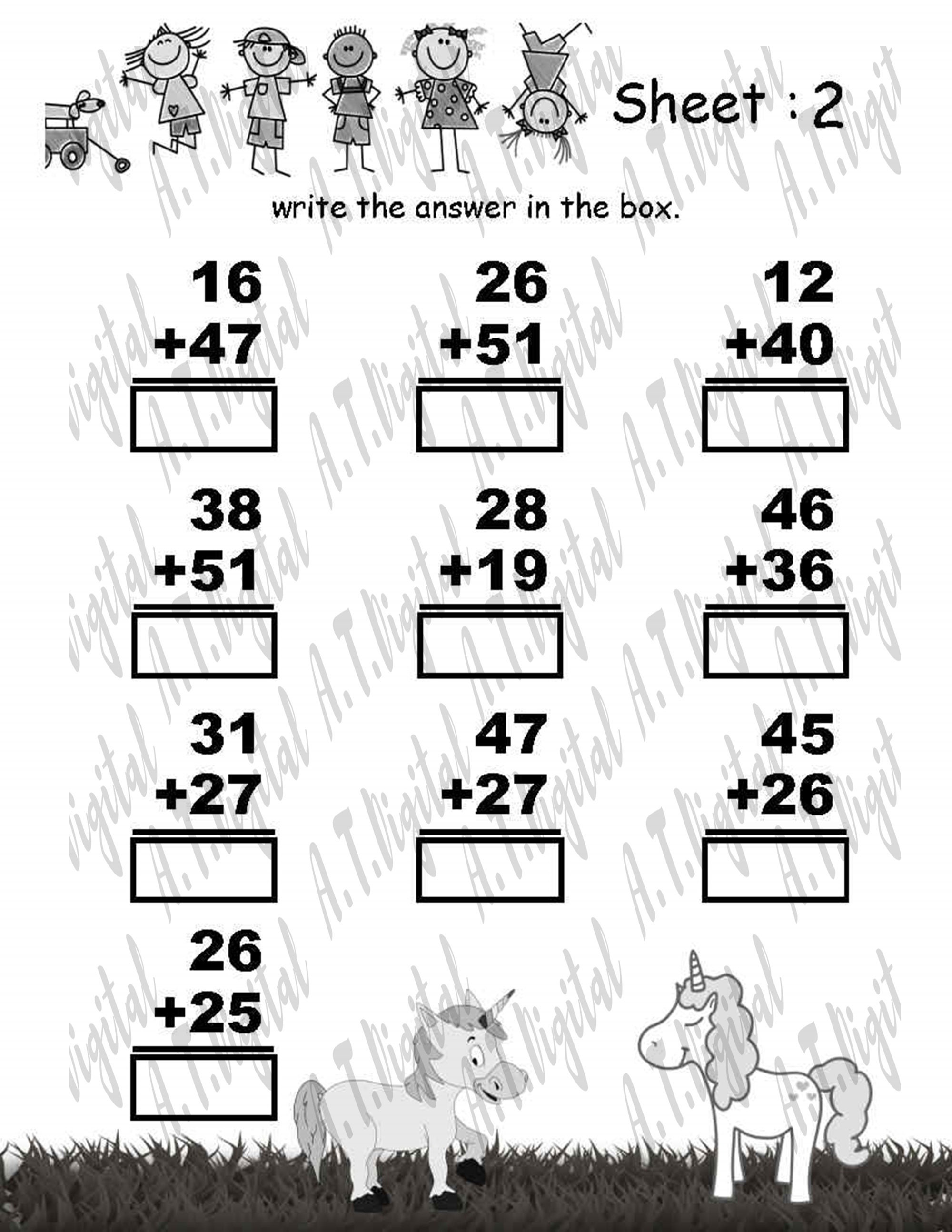 3 Digits Addition Worksheets