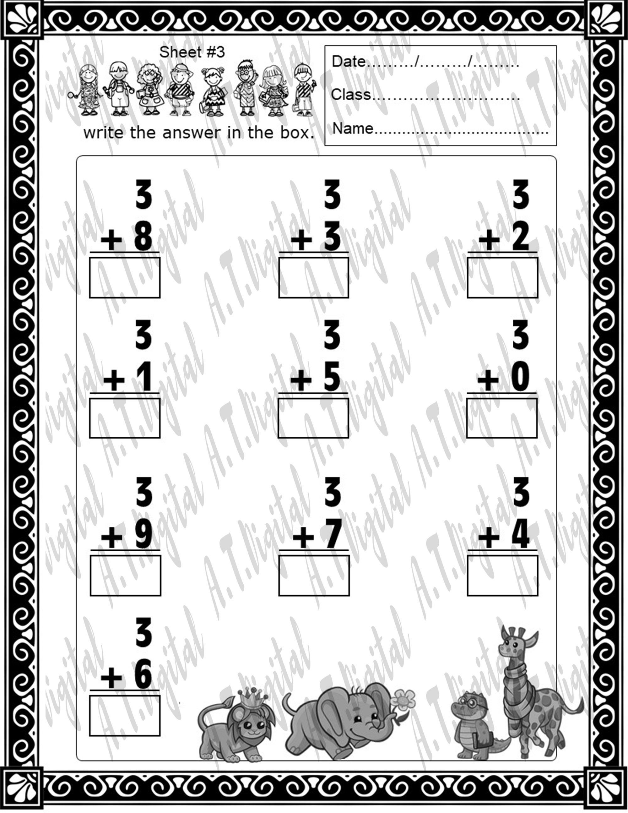 20 Printable Addition Worksheets 1. Numbers 1-20. for Kindergarten and ...