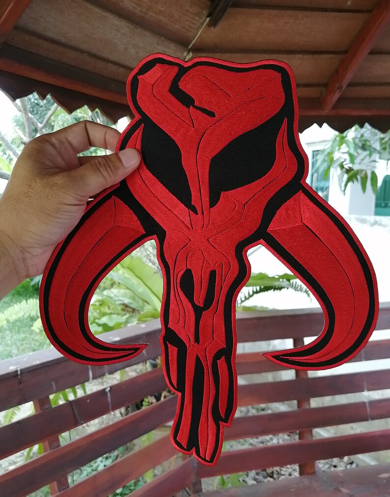 Large Mandalorian Skull Star Wars Boba Fett Symbol Embroidered - Etsy