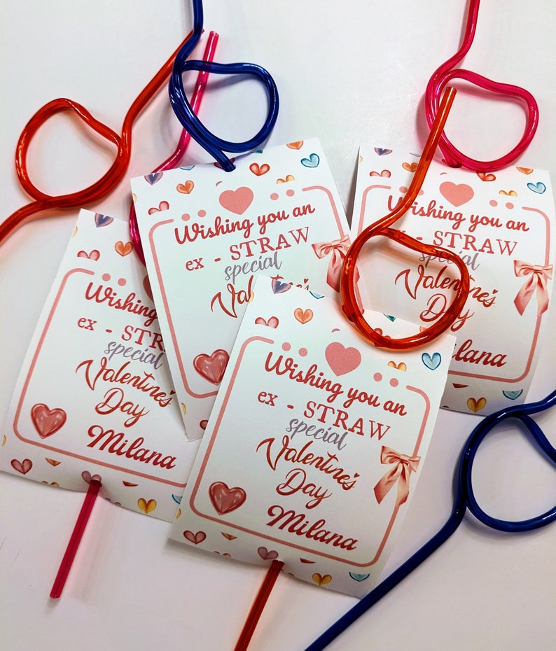 Personalized Valentine's Day Straws, School Exchange Favors - Etsy