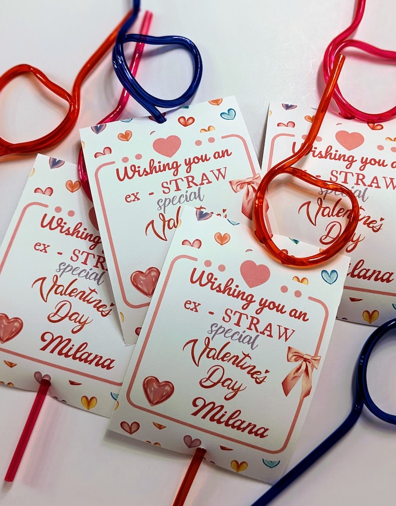 Personalized Valentine's Day Straws, School Exchange Favors - Etsy