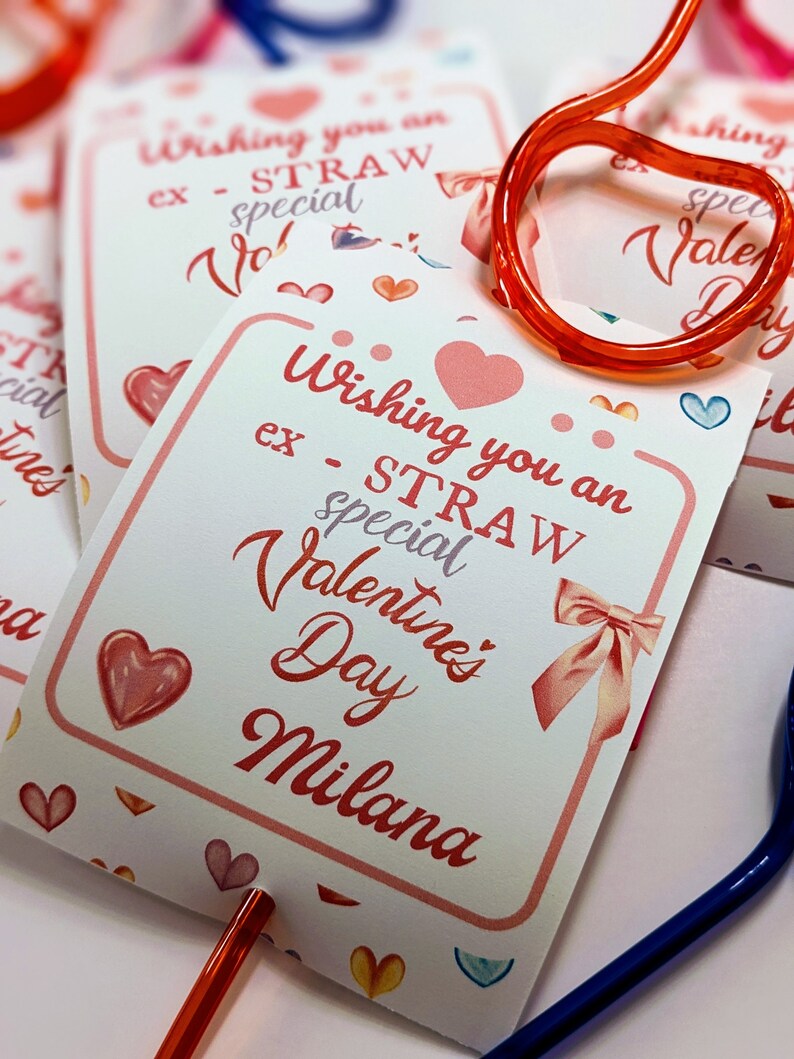 Personalized Valentine's Day Straws, School Exchange Favors - Etsy