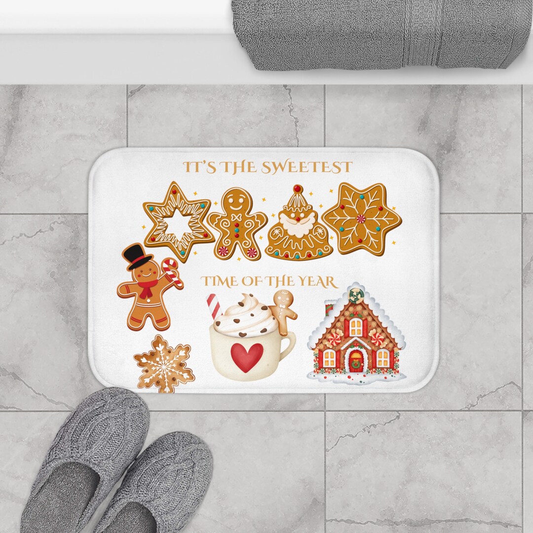 Gingerbread Bath Mat / Christmas Customized Bathroom Mat / Holiday ...