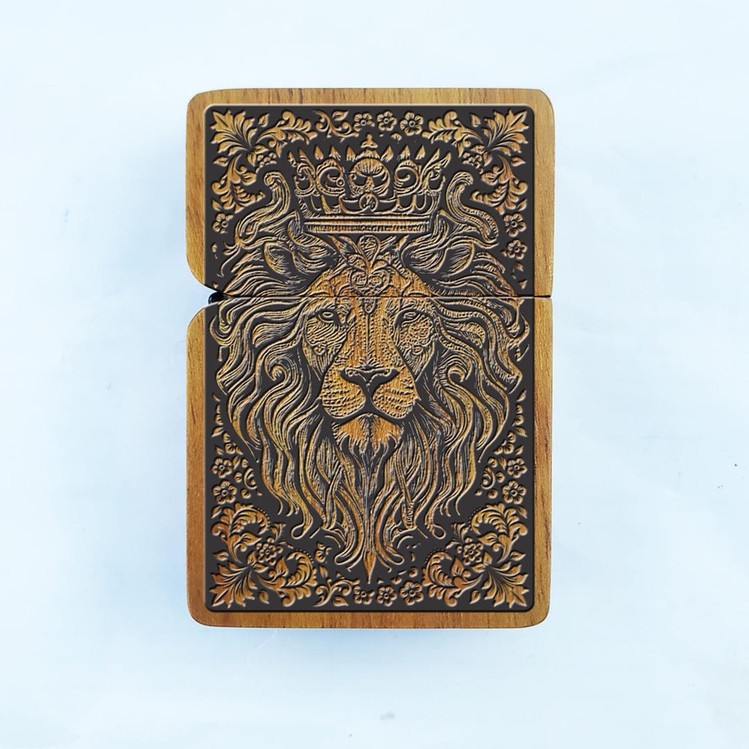 Engraved Teak Wood Lighter Lion Head Design Unique Craft for Gift - Etsy