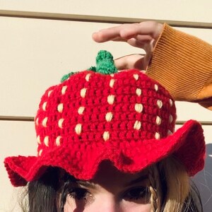 Strawberry Shortcake Hat | Handmade Crochet Fruit Bucket Hat ...