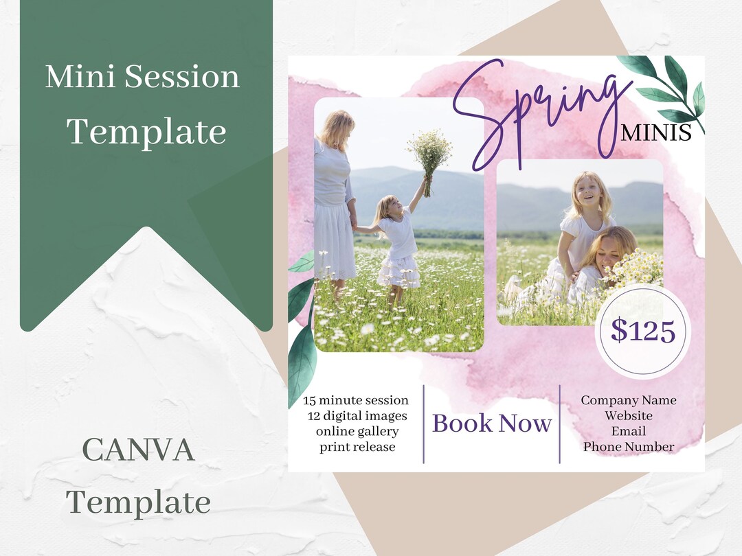 Spring Mini Session Template, Marketing Template, Canva, Editable ...