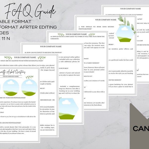 Photography Faq Templates Canva - Etsy