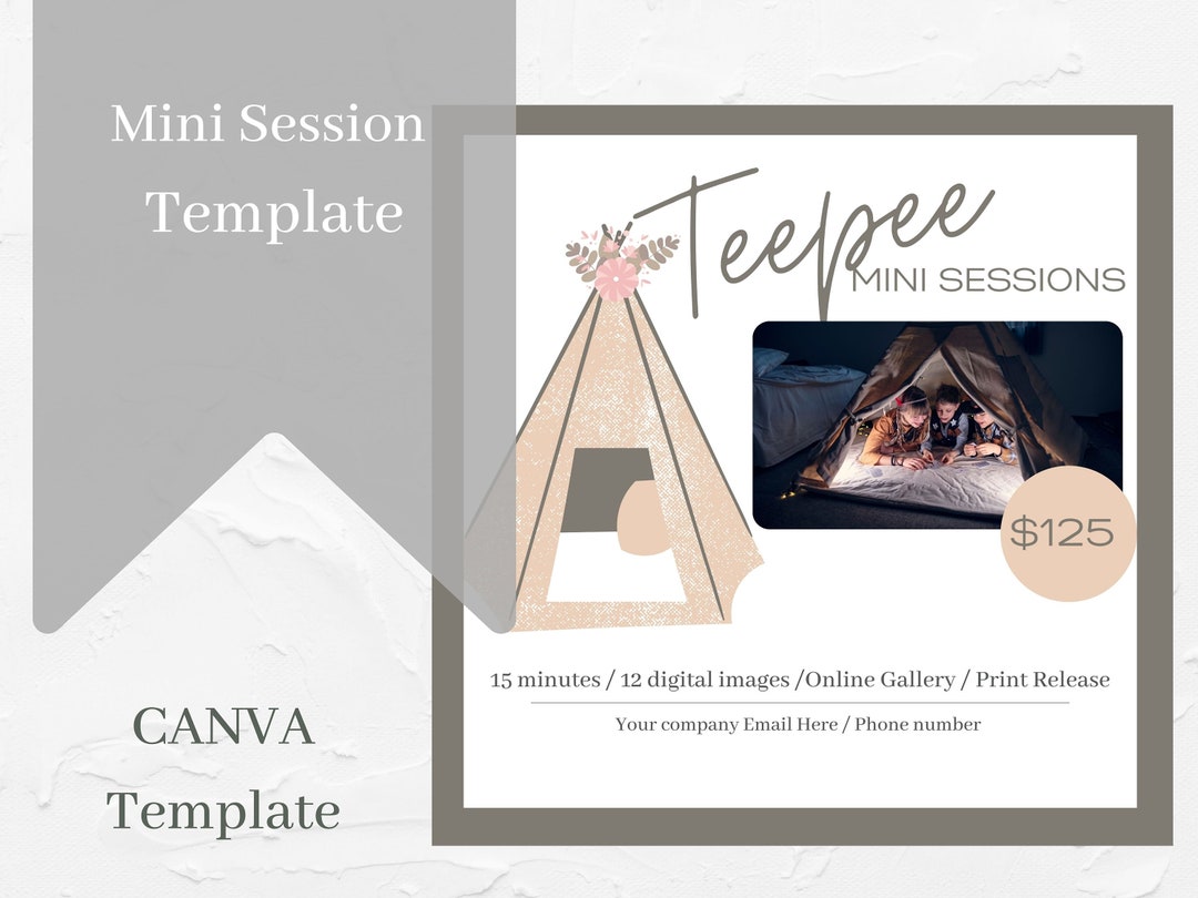 Teepee Mini Session Template Marketing Template Canva - Etsy