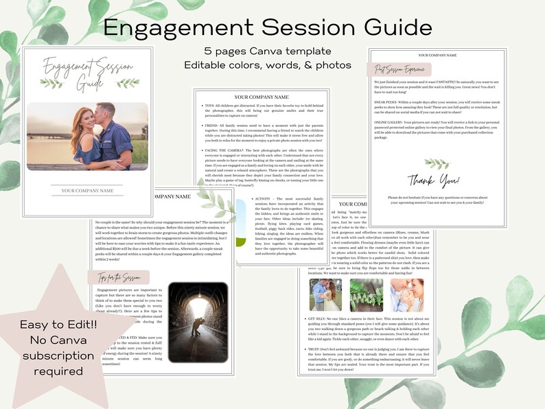 Photography Client Engagement Session Guide, Editable Canva Template ...