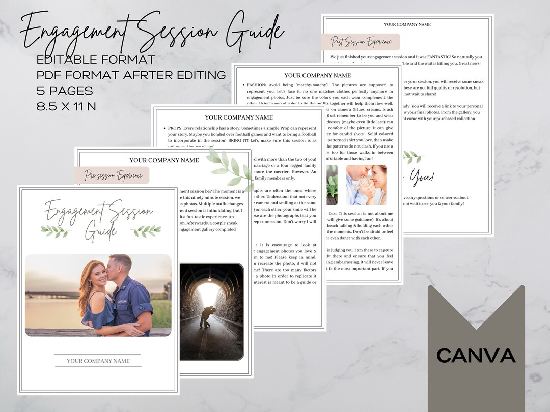 Photography Client Engagement Session Guide, Editable Canva Template ...